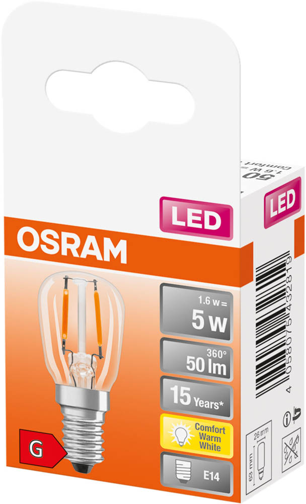 OSRAM Kühlschranklampe Special T26 E14 1,6 W klar | Printus