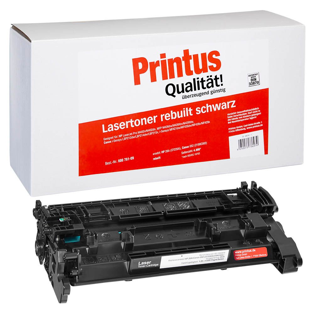 Printus schwarz Toner kompatibel zu HP 26A Canon 052 CF226A 2199C002 Printus